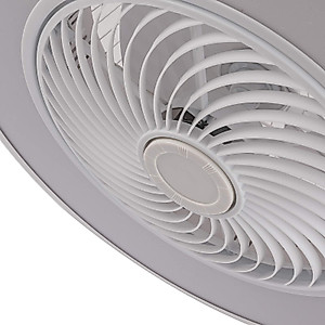 Ceiling Fan with Light Kit,22 Inch Modern LED Remote Control Semi Flush Mount Fandelier with Invisible Acrylic Blades,3 Colors 3 Speeds Changing,Enclosed Low Profile Fan (White)