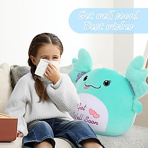BENINY 18" Get Well Soon Axolotl Plush Pillow - Get Well Soon Axolotl Stuffed Animal - Plush Toy Gifts for Women - Feel Better Gifts for Kids Women