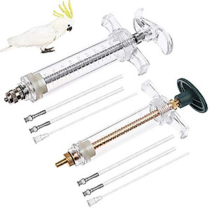 OBANGONG 2 Sets Hand Feeding Syringe for Birds,Feeding Tubes used for Pet Baby Bird Parrot feed milk and medicine,20ml,10ml