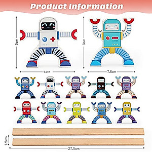 JIUBAR Wooden Stacking Games, Hercules Acrobatic Troupe Interlock Toys, Balancing Blocks Games Toddler Educational Toys for 3 4 5 6 Years Old Kids Infants Adults 12 Pieces (Hercules)