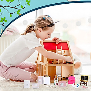 14 Pieces Mini Doll School Supplies for 11.5 inch Doll, Includes Mini Doll Backpack Glasses Blackboard Miniature Books Paper Clipboard Pencil Doll Rulers Doll Accessories(Cute Style)