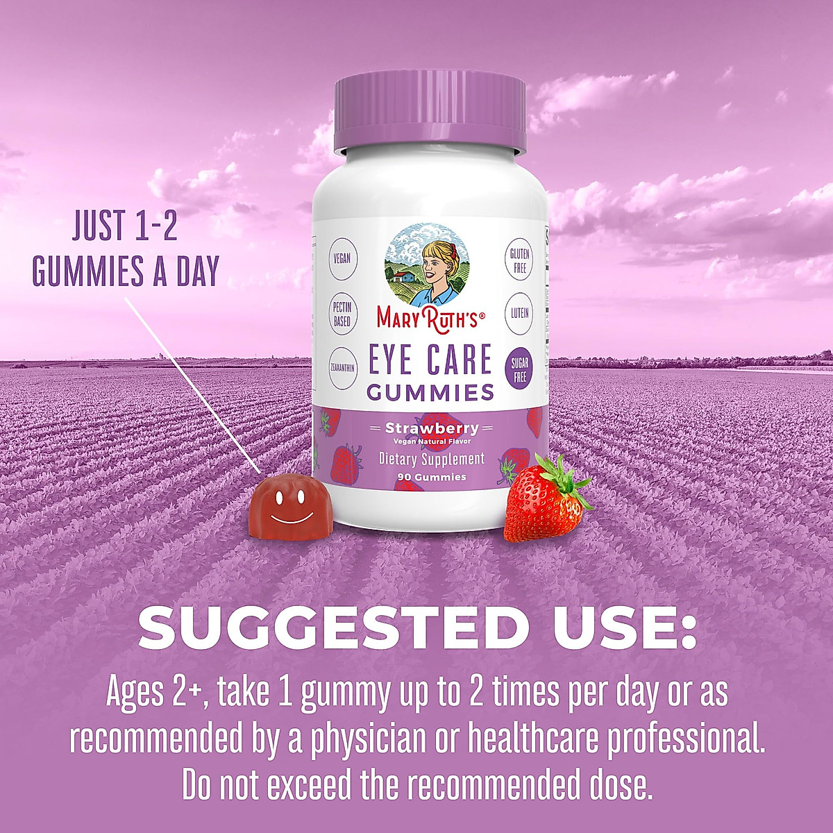 MaryRuth Organics Eye Care Gummies | Zeaxanthin and Lutein | 45 Day Supply | Eye Care Gummy for Adults and Kids | Vegan | Non-GMO | Gluten Free | 90 Count