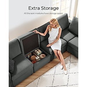 LINSY HOME Modular Sectional Sofa, Convertible Couch with Storage, Memory Foam, Modular Couch Set with Ottomans, Small Loveseat Sofa Couch with Chaise for Small Space, Living Room, Dark Gray