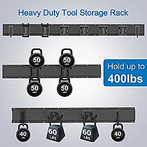 Juquline Garage Storage Tool Storage Rack, Heavy Duty Garage Tool Organizer Wall Mount Garden Yard Tool Organizer Adjustable Storage System 48Inch Max 400lbs, (8Hooks+3Rails)
