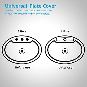 Wovier Faucet Plate,Matte Black Sink Hole Cover Plate,10" Rectangle Escutcheon Plate 304 Circular Stainless Steel Deck Plate for 1 or 3 Hole Bathroom or Kitchen Sink Faucet Mixer Tap