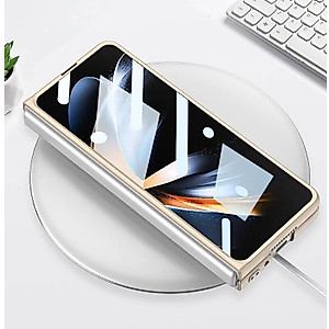 EAXER for Samsung Galaxy Z Fold 3 5G Case, Magnetic Cover Case, Built in Screen Protector Hard Glass Mag Safe Wireless Charging Phone Case (Blue)