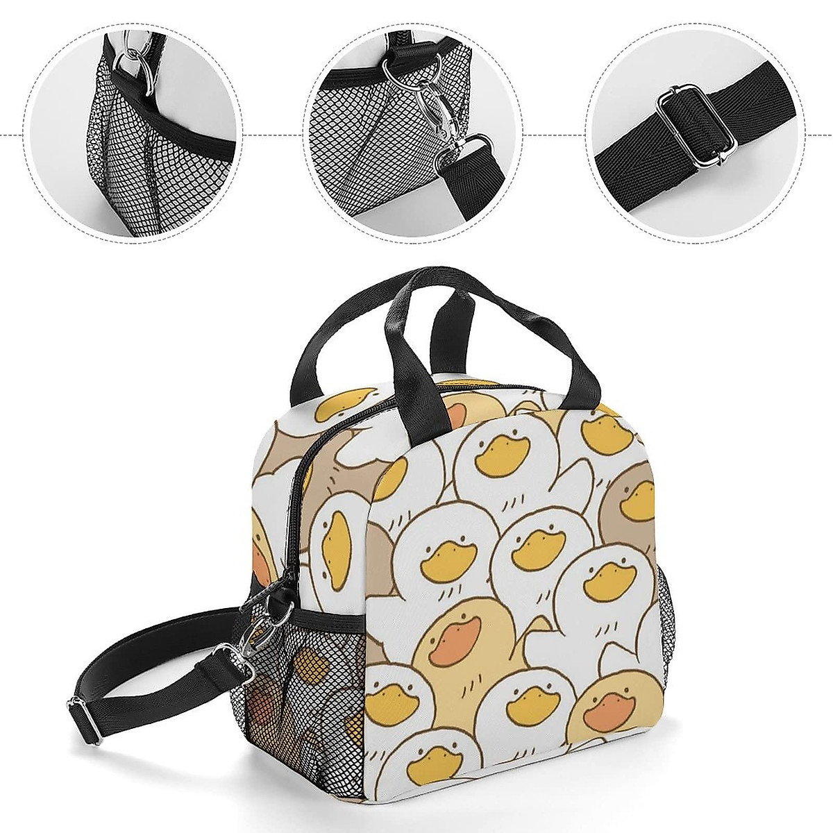 Cute Cartoon Duck Lunch Bag for Women Men, Portable Insulated Lunch Box, Lunch Tote Bag for Work Outdoor
