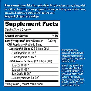 Nature's Way Fortify Optima Daily Probiotic for Men and Women, Supports Digestive, Immune, and Colon Health*, 30 Vegan Capsules