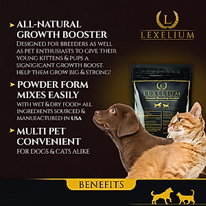 Lexelium Weight Gainer Supplement for Dogs & Cats - Muscle Building & Appetite Stimulation - 100% Natural Pet Supplement to Add Weight & Increase Immunity in Puppies and Kittens -200g