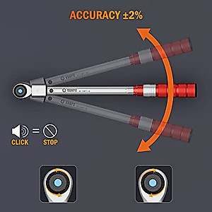 VANPO Adjustable Torque Wrench, 20-160 Ft.lb/27.1-216.8 Nm, 38MM Open End Torque Wrench, 1/2 Inch Drive Torque Wrench with Interchangeable Jaw & Ratchet Head for HVAC, Car, Moto, Narrow Pipeline