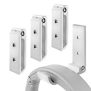 Linkidea Foldable Wall Mounted Coat Hooks, 4 Pack Aluminum Alloy Retractable Headphones Holder, Self Adhesive Robe Hat Towel Keys Bags Hanger for Home, Silver