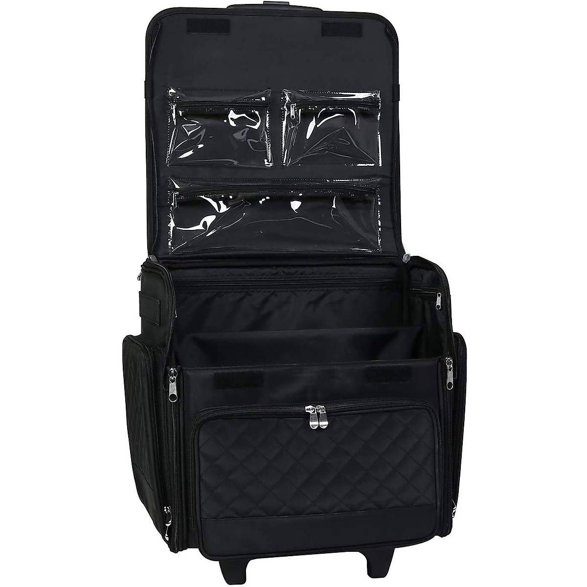 Everything Mary Deluxe Rolling Papercraft Craft Case, Black Quilted - Scrapbook Tote Bag w/Wheels for Scrapbooking & Art - Travel Organizer Storage for IRIS Boxes - for Teachers & Medical