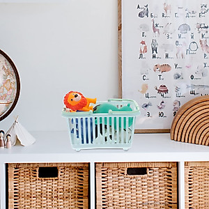 Gadpiparty 3pcs Small Plastic Shopping Baskets Kids Grocery Baskets with Handles Tiny Organizer Container Bin for Eggs Fruits Veggies Snacks Sky-blue