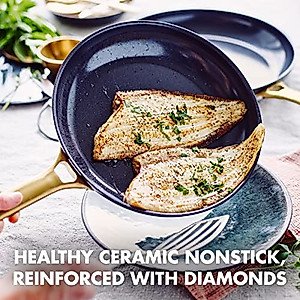 GreenPan Reserve Hard Anodized Healthy Ceramic Nonstick 5 Piece Cookware Pots and Pans Set, Gold Handle, PFAS-Free, Dishwasher Safe, Oven Safe, Black