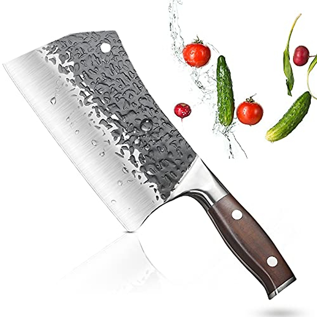 Full Tang 8 Inch Butcher Knife - Professional Hand Forged Heavy Duty Kitchen Chef Knife Meat Cleaver - German High Carbon Stainless Steel Kitchen Chef Knives for Home & Restaurant,Best Gifts