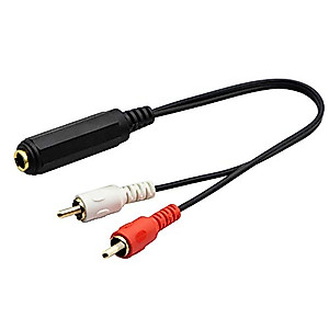 zdyCGTime 6.35mm to 2 RCA Y Splitter Cable, Gold-Plated 6.35mm (1/4 inch) TRS Female to 2 (Dual) RCA Male Stereo Audio Y Splitter Extension Adapter Cable (12Inch/30CM)