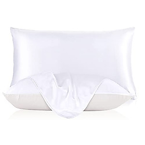 LILYSILK Natural Silk Pillowcase for Hair and Skin with Cotton Underside Standard 20x26 Inch White 1pc 19 Momme