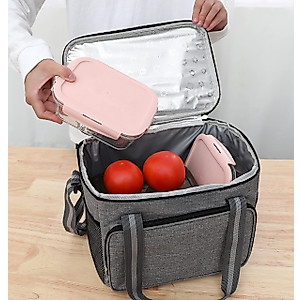 PEAKXCAN Lunch Bag for Women Men Lunch Box/Tote Insulated Lunch Container, Large Capacity Gray Outdoor Picnic Backpack for Camping and Hiking