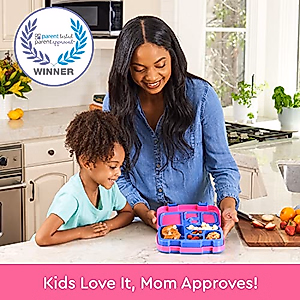 Bentgo® Kids Brights Bento-Style 5-Compartment Lunch Box - Ideal Portion Sizes for Ages 3 to 7 - Leak-Proof, Drop-Proof, Dishwasher Safe, BPA-Free, & Made with Food-Safe Materials (Fuchsia)