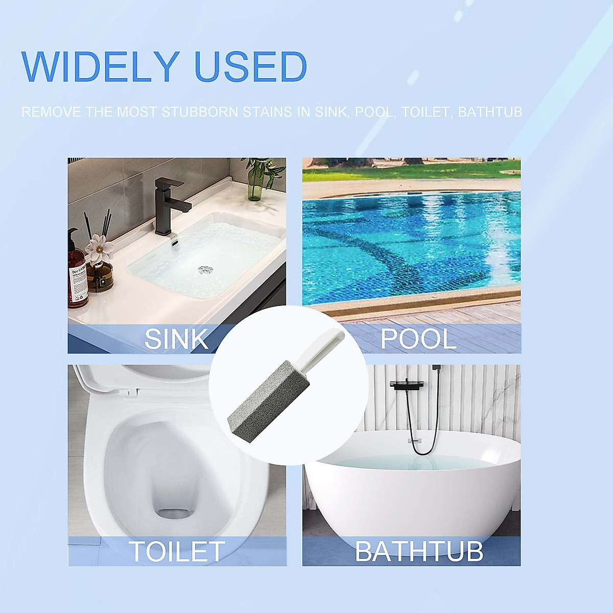 [8 Pack] Pumice Stone for Toilet Bowl Cleaning with Handle, Pumice Stone Toilet Cleaning Brush, Also Removes Limescale, Calcium Buildup and Hard Water Rings