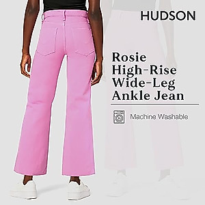 HUDSON Women's Rosie High Rise Wide Leg Ankle Jean, Fuchsia Pink Clean