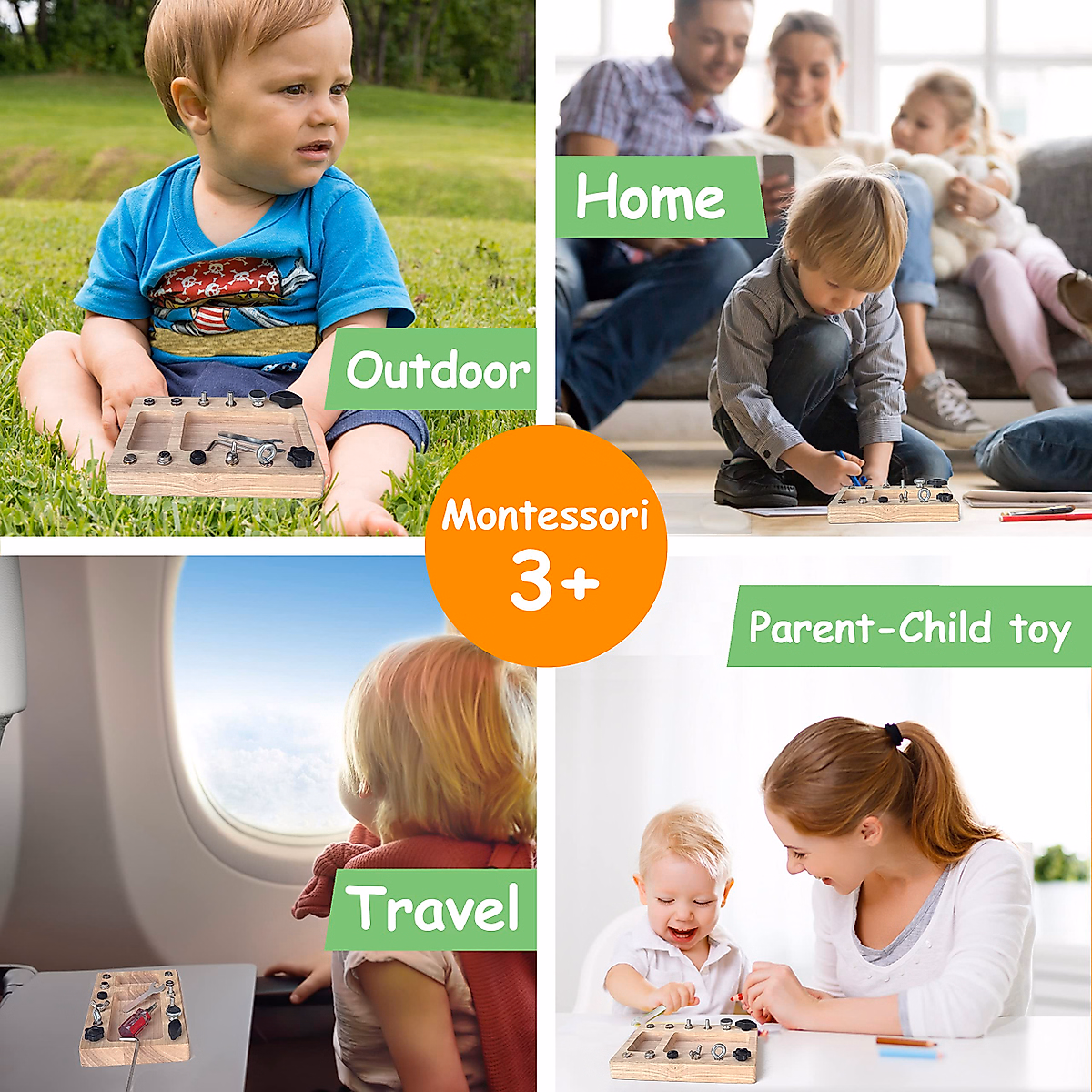 Montessori Screwdriver Board Set, Real 17 Pcs & 12 Holes Fine Motor Skills 3 4 5 +Kids Patience Basic Life Skill Educational Wooden STEM Toys for Toddler Preschool Materials Busy Sensory Tools