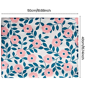 Lorvain 7PCS Pink Fat Quarters Fabric Bundles, Cotton Print Fabric with Green Leaf Red Fruit Gypsophila Strawberry White Flower for DIY Sewing Patterns Craft（19.6" x 15.7", Pink）