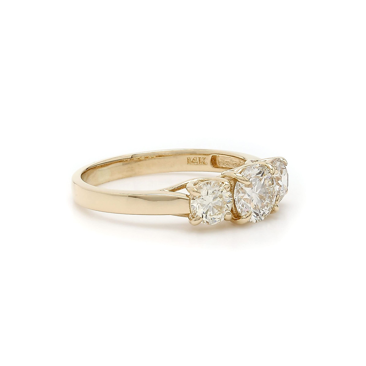 14k Yellow Gold Lab-Grown Diamond 3 Stone Wedding Engagement Ring (1.00 cttw, I-J Color, VS2-SI1 Clarity) Size 7.5