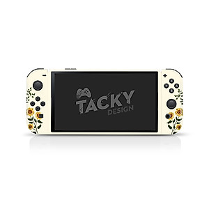 Tacky Design Sunflowers Skin Compatible with Nintendo Switch OLED Skin Wrap Cover, Off-White Skin for Nintendo Switch OLED Stickers, Premium Vinyl 3M Full Wrap Decal