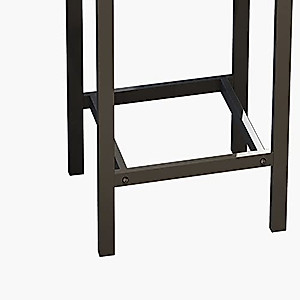 HABITRIO Dining Room Set, Rectangular Sturdy Steel Frame Grey Finished Wood Panel Board Tabletop Dining Table with 3 Counter Height Stools with Footrest, Fit for Kitchen, Pub