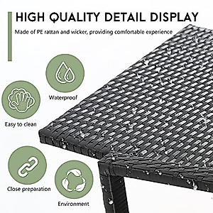 FDW Wicker Patio Furniture Sets Outdoor Bistro Set Rocking Chair 3 Piece Patio Set Rattan Chair Conversation Set for Backyard Porch Poolside Lawn with Coffee Table,Black