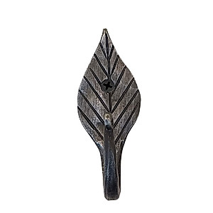 Generic Vintage Style Hand Forged Leaf Wall Mounted Hook For Home And Office Coat Hanging Black Antique Designer Wall Hook Decorative Gift Item By Living Ideas
