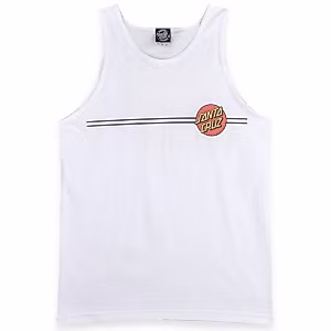 SANTA CRUZ Men's Tank Top Classic Dot Skate Tank Top -White, Size:Medium