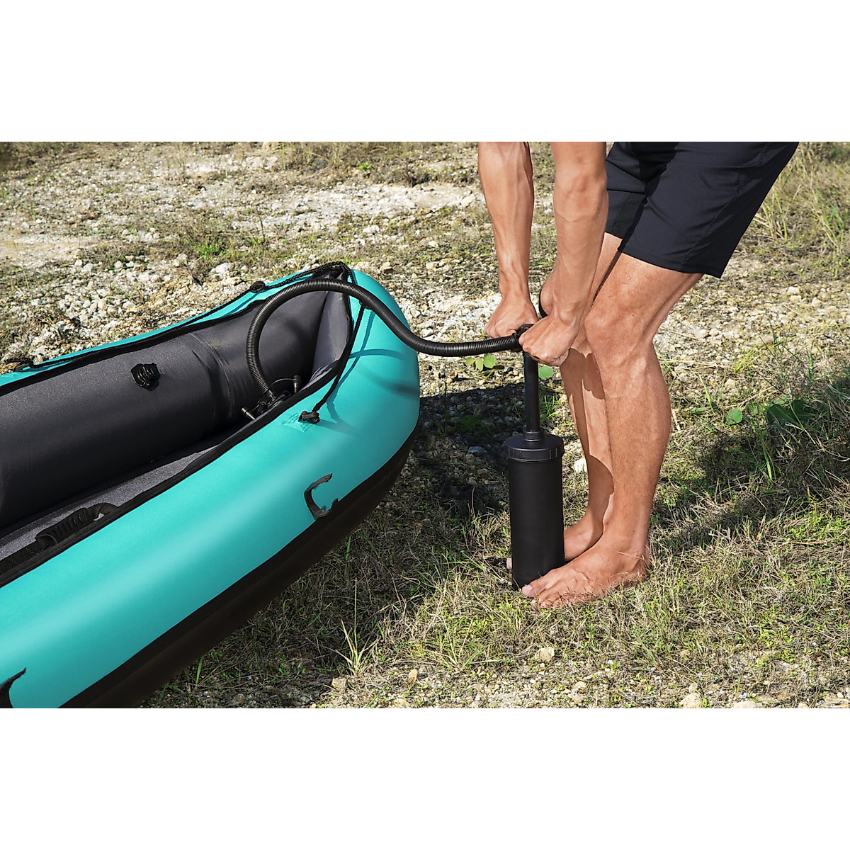 Bestway Hydroforce Ventura Kayak 1 Person Set, Inflatable Boat Set with Hand Pump, Paddle and Storage Bag, Multiple Styles, Light Blue