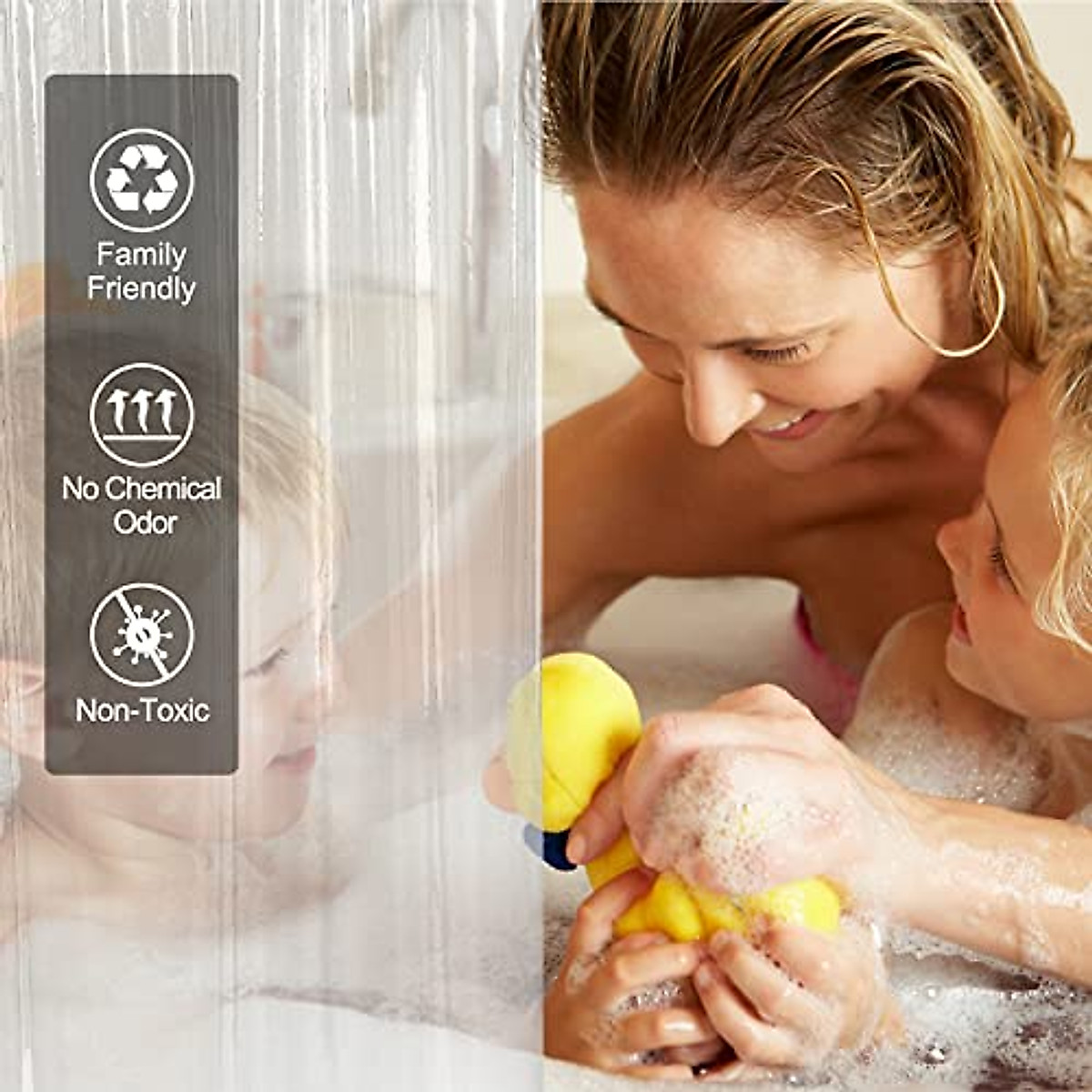 AmazerBath Clear Shower Curtain Liner, 72x78 Long Plastic Shower Curtain Liner, Waterproof PEVA Shower Liner, Cute Lightweight Shower Curtains for Bathroom with Magnets and 12 Rustproof Grommet Holes