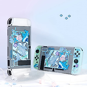 GeekShare Matte Protective Case Slim Cover Case Compatible with Nintendo Switch Only - Shock-Absorption and Anti-Scratch - Shark Party