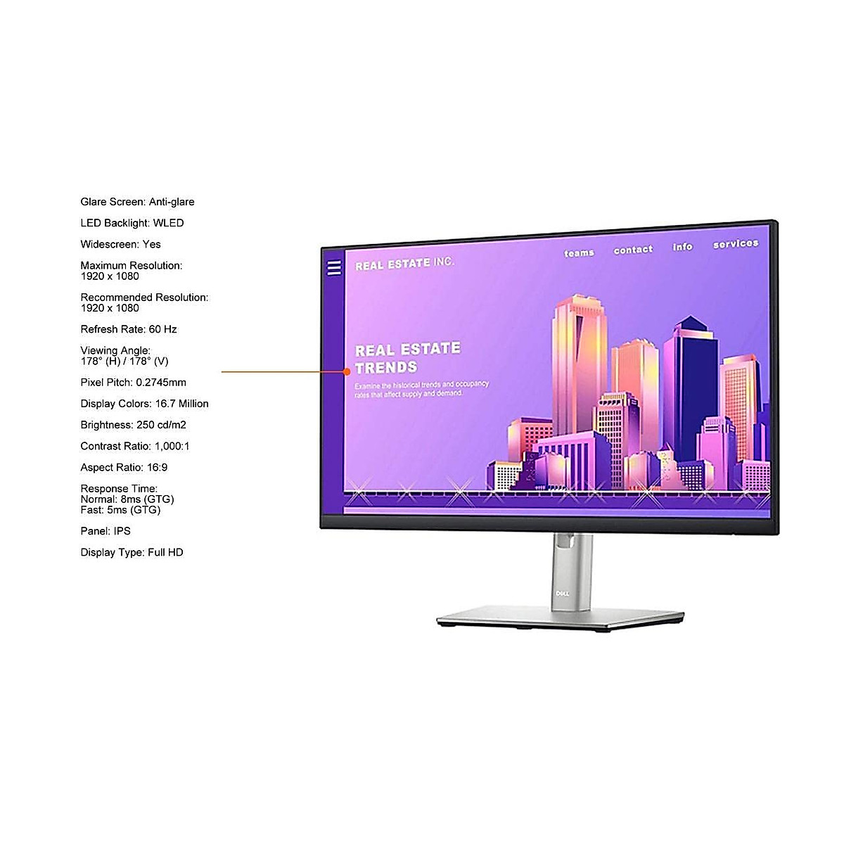 Dell 24 Monitor - P2422H - Full HD 1080p, IPS Technology, ComfortView Plus Technology
