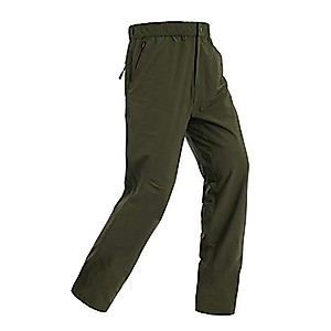 MIER Men's Stretch Hiking Pants Elastic Waist Lightweight Travel Jogger Trousers, Water Resistant, Quick Dry, Army Green, XXL