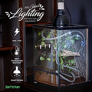 BIOTERIUM Reptile Heat Lamp Bulb | Full Spectrum Beam Basking Bulb with UVA Light | Terrarium 100 Watt Basking Bulb | Self-Ballasted Vapor Reptile Bulb | Amphibian and Reptile Basking Light