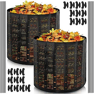 Suttmin 2 Pieces 220 Gallon Compost Bin Outdoor Expandable Plastic Compost Bin Easy Assembling Large Capacity Compost Bin for Home Garden Leaves Fast Creation of Fertile Soil Grounds
