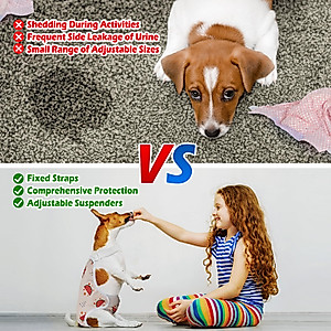 Jollywoods 3 Pack Washable Female Dog Diaper Onesie Sanitary Pantie with Adjustable Suspender, Reusable Fixed Doggie Diapers, Super Absorbent Leakproof for Small Medium Large Dog in Heat Cycle