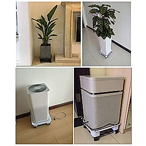 Square Plastic Plant Pot Trolley Large Plant Pot Mover Dolly Garden Flower Pot Stand on Wheels Heavy Duty Plant Pot Caddy on Wheels Plant Pot Saucers with Wheels and Drainage Holes Indoor (White 6)