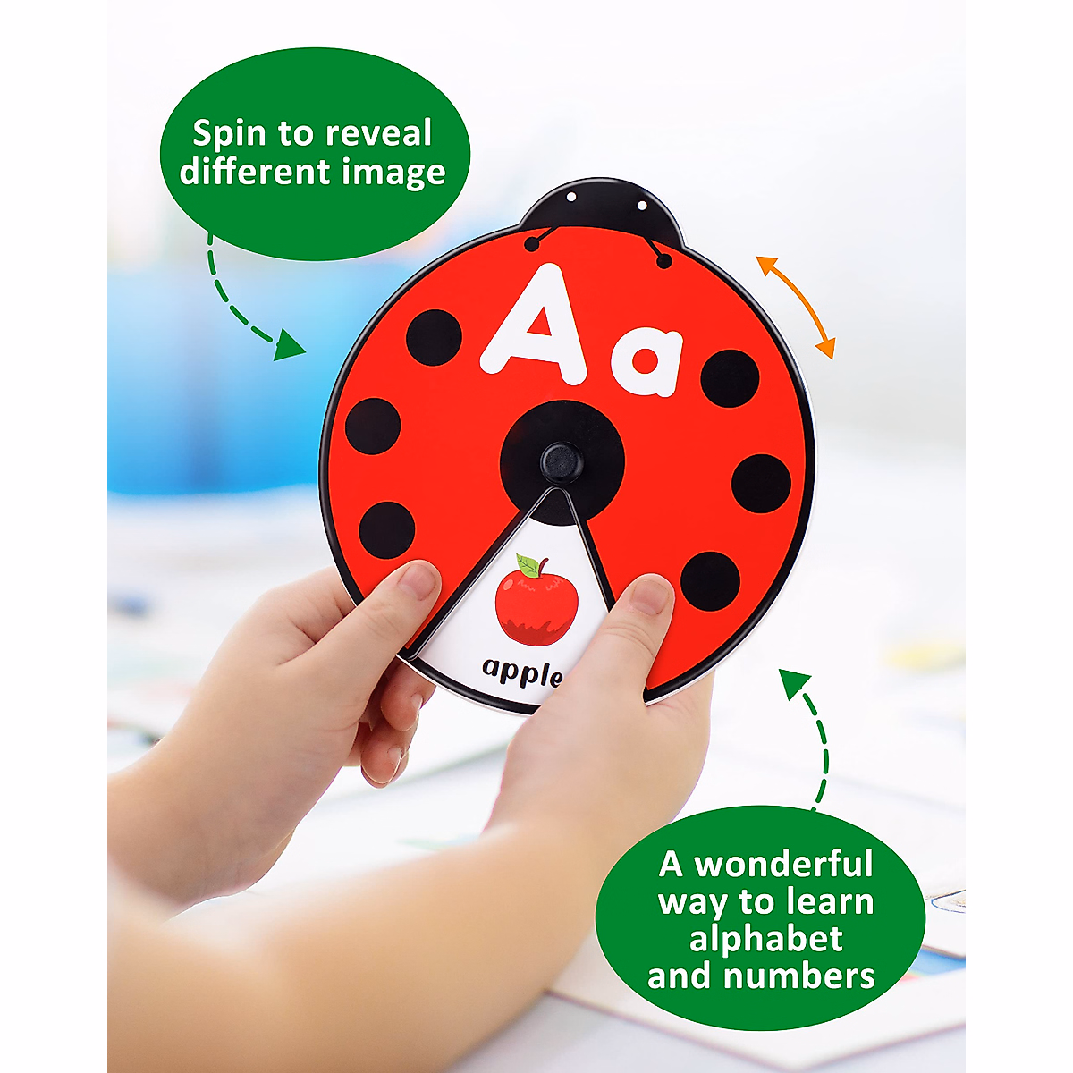 Coogam Interactive Alphabet Learning Toy, ABC Number Letters Spinning Game, Sight Words Animal Pattern Ladybug Cards, Montessori Educational Toy Gift for 3 4 5 Year Old Baby Toddlers