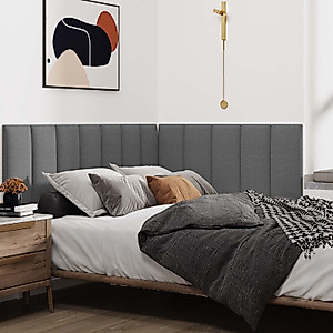 IFNOW Upholstered Wall Mounted Headboard, 3D Soundproof Wall Panels Peel and Stick Headboard for Queen Size, Reusable and Removable Tufted Bed Headboard in Dark Grey(9 Panels, 10" x 24")