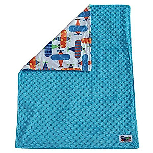 Snuggle Stuffs Unisex Baby Reversible Minky Dot Stroller Blanket (Choose Color) (Airplane/Turquoise)