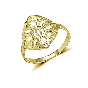 Hoops & Loops Yellow Gold Flashed Sterling Silver Filigree Celtic Sun Ring, Size 8
