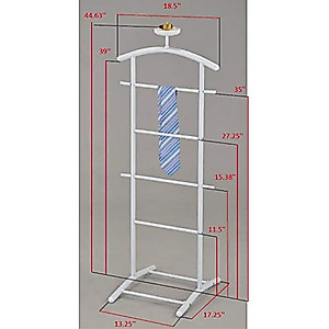 Pilaster Designs Modern Carlsen Clothes Organizer Rack, Suit Valet Stand, White Metal