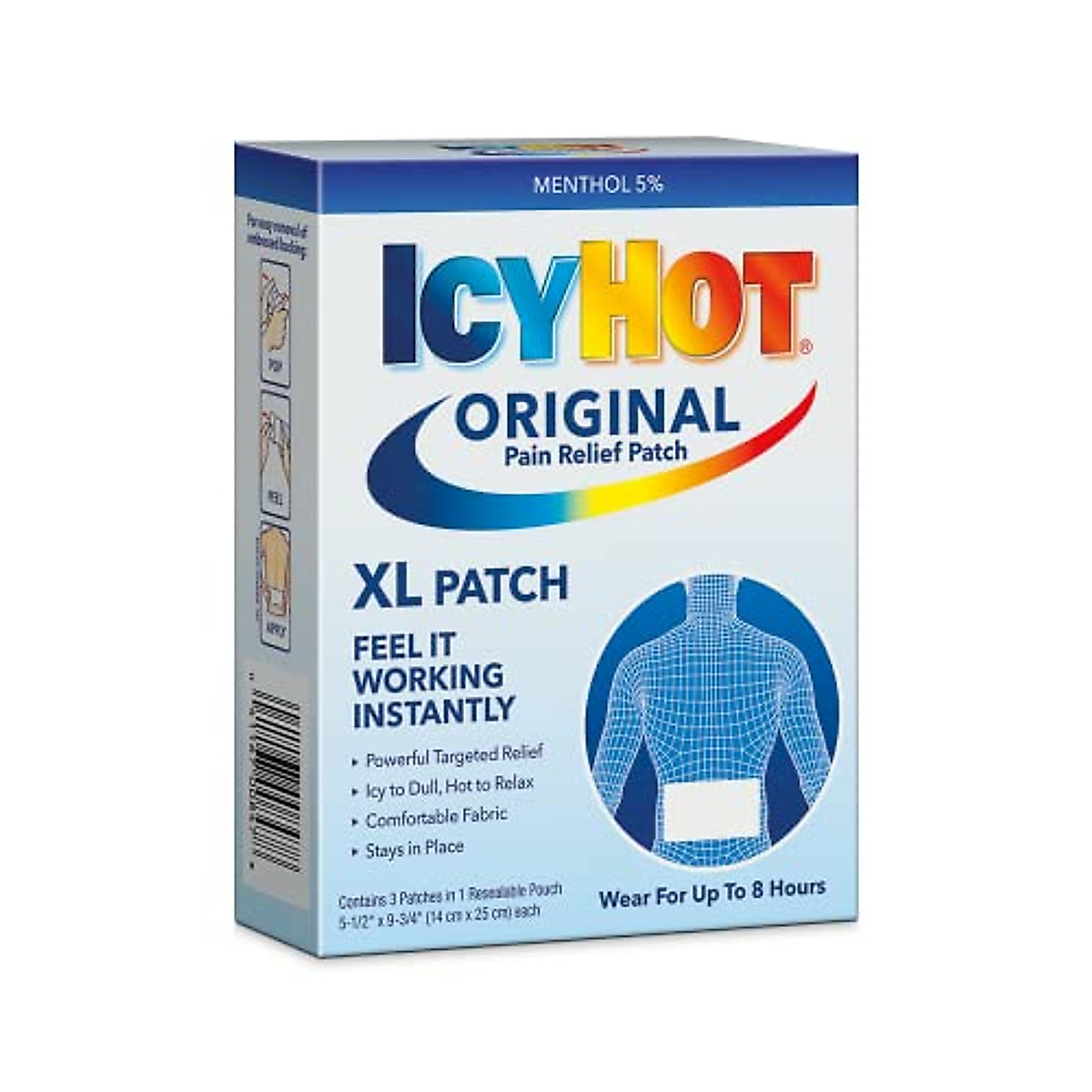 Icy Hot Original XL Pain Relief Patch (3 Count) for Back and Large Areas