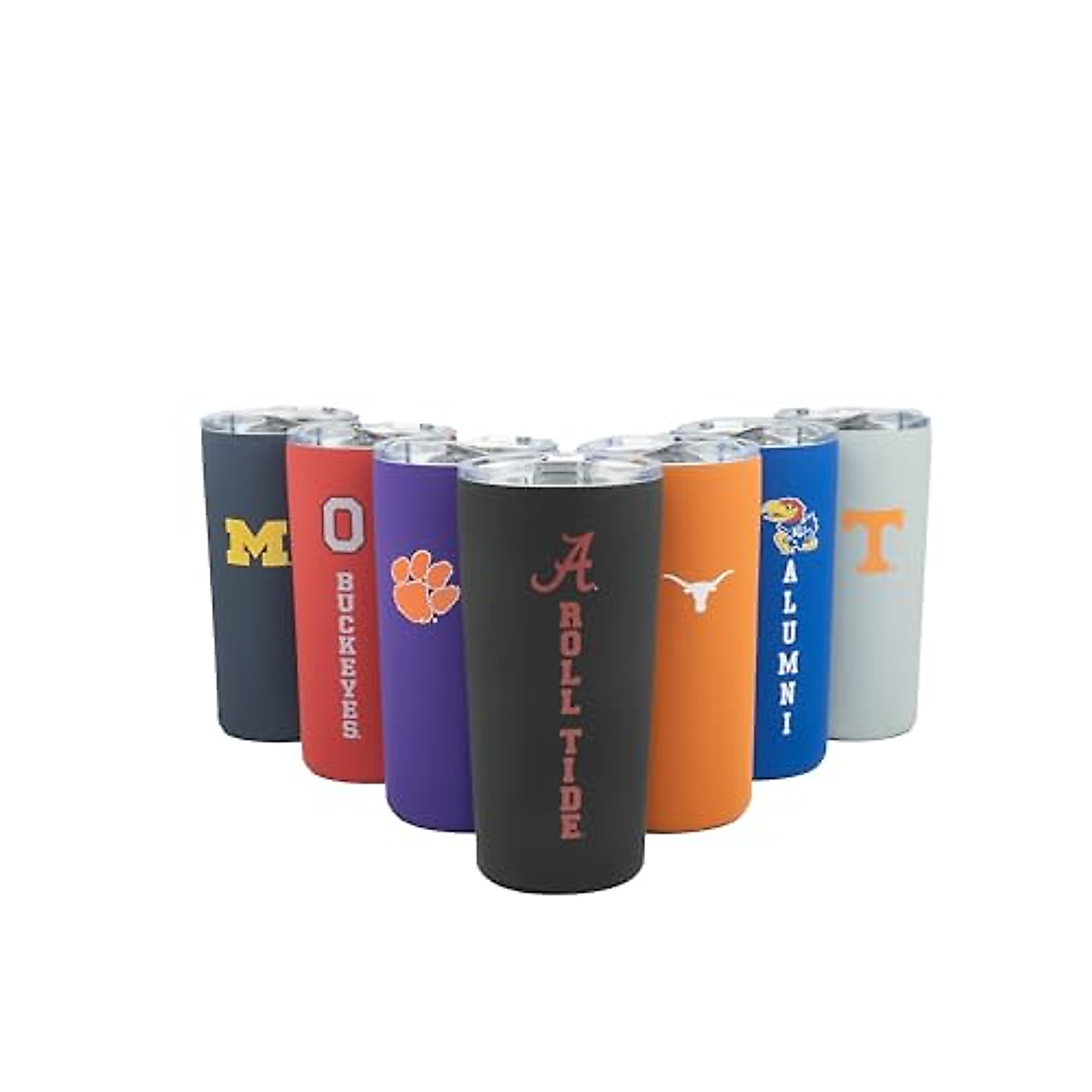 Decorvo Officially Licensed Collegiate Stainless Steel Tumbler - Double Walled Insulated Travel Thermos with Slide Lid - 18 oz (Alabama - Black)