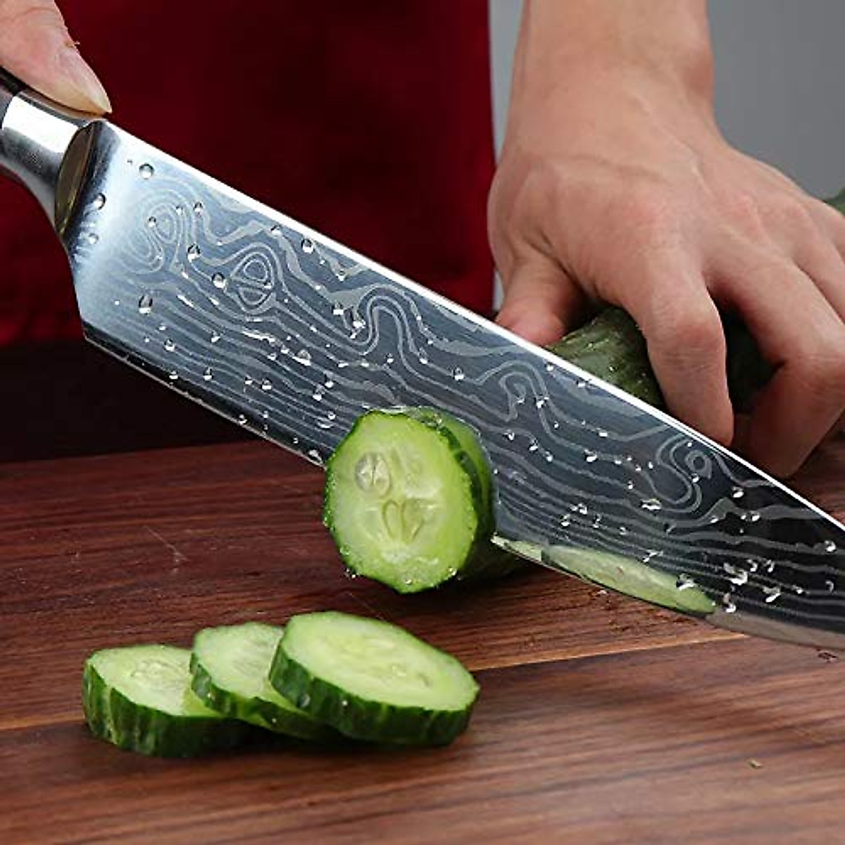 Professional Chef Knife Set 5 Pieces, Kitchen Knives Set Stainless Steel with Wood Handle Chef Knife Cooking Utility Bread Slicing Peeling Boning Knife (5PCS-KNIFESETS)